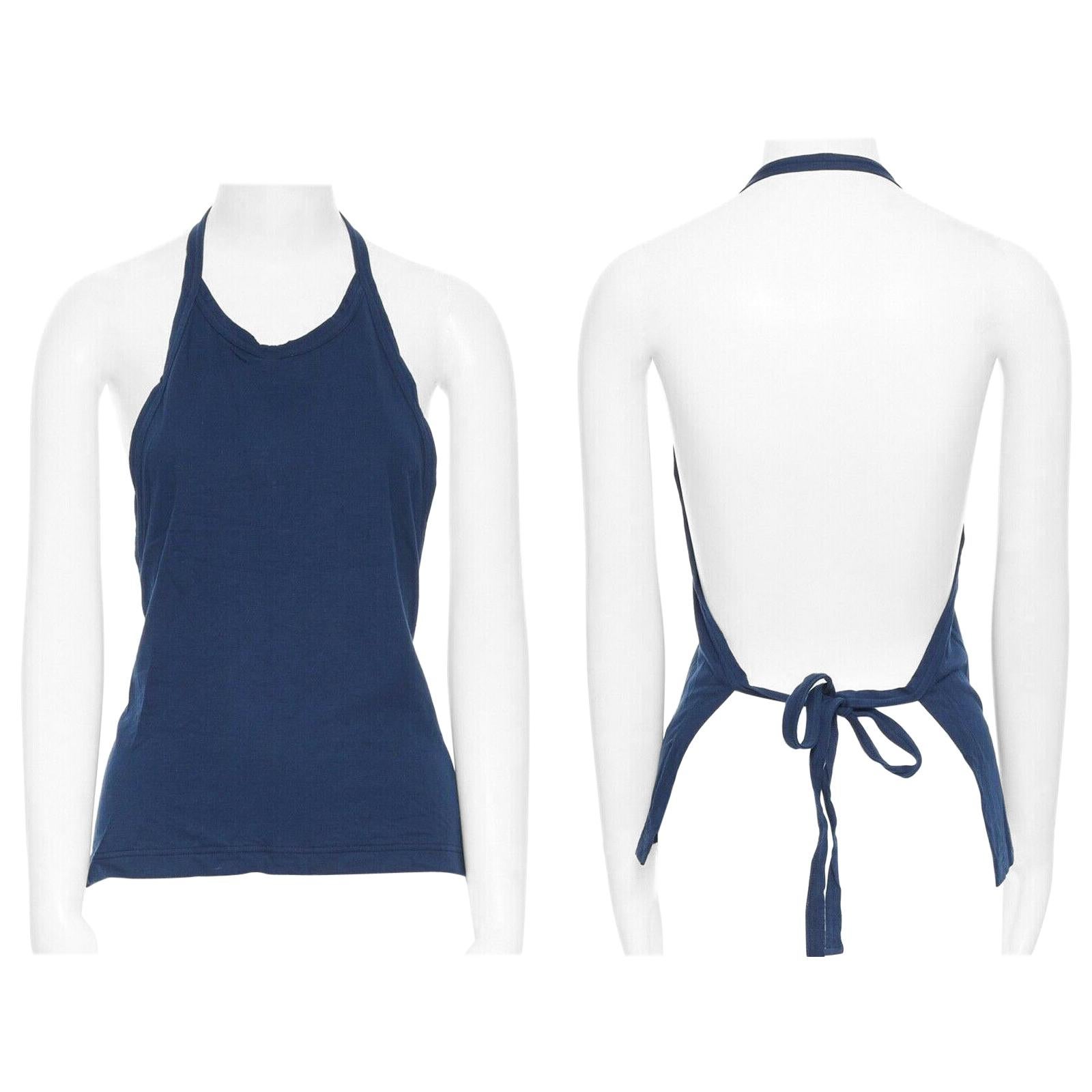 COMME DES GARCONS blue halter-neck dudou top open back self tie napkin ...