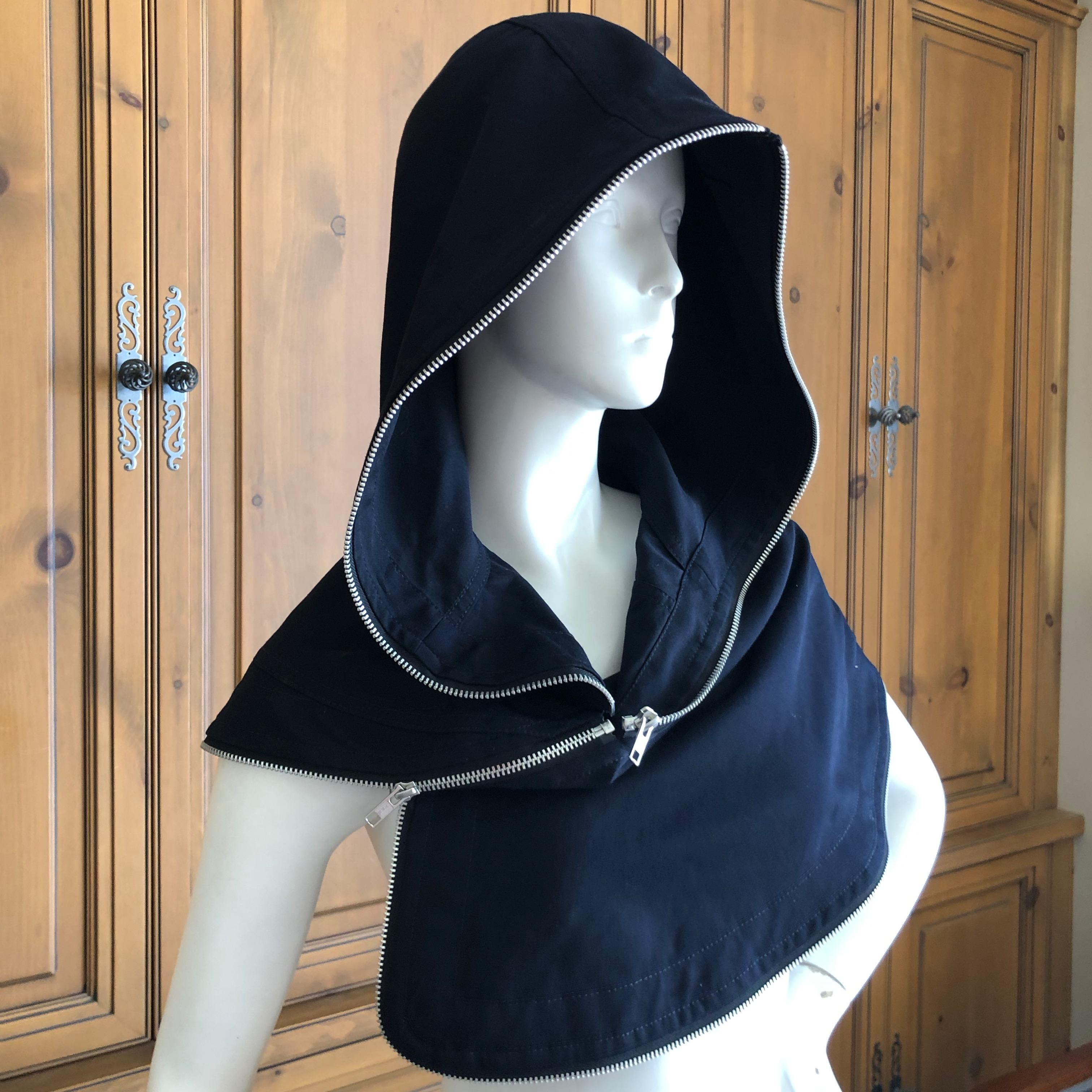 Comme des Garcons Homme Plus Black Zipper Trimmed Hood Mini Cape For ...