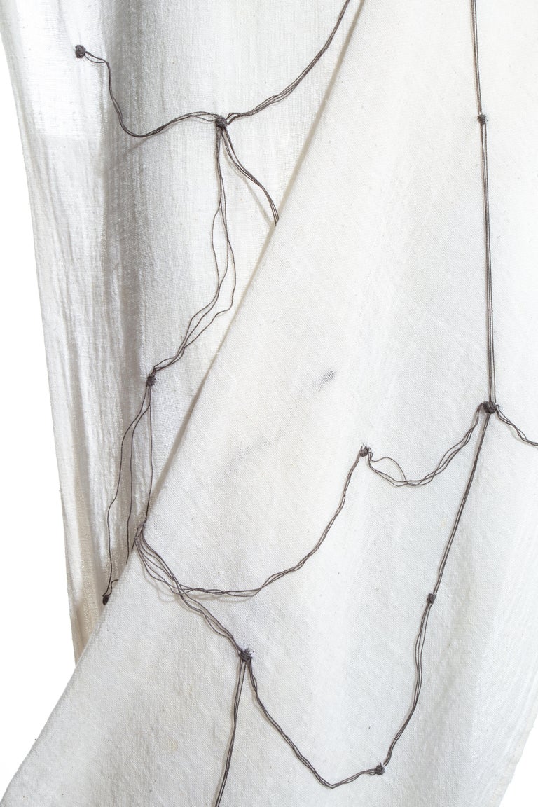 Comme des Garçons ivory muslin embroidered draped dress, ss 1984 For ...