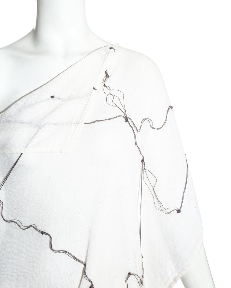 Comme des Garçons ivory muslin embroidered draped dress, ss 1984 For ...