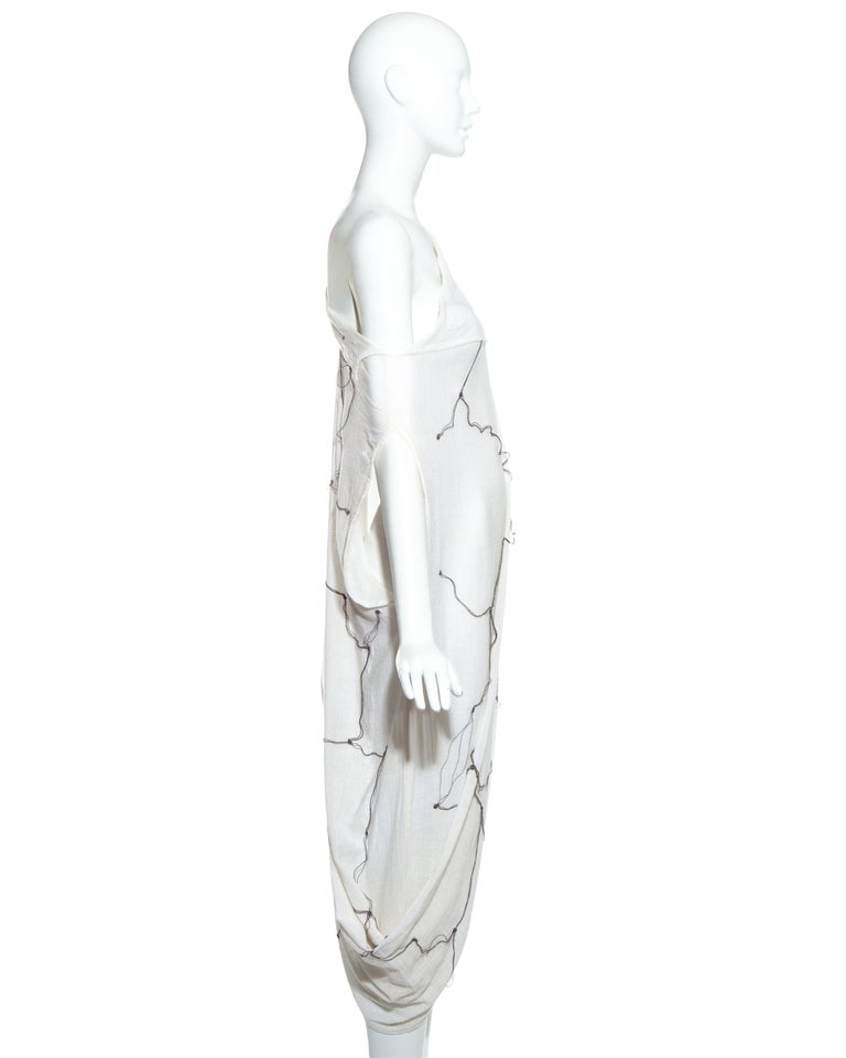 Comme des Garçons ivory muslin embroidered draped dress, ss 1984 For ...