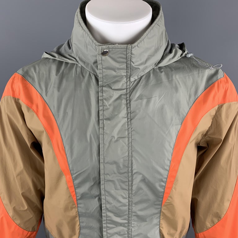 COMME des GARCONS SHIRT S Gray and Brown Color Block Full Zip ...