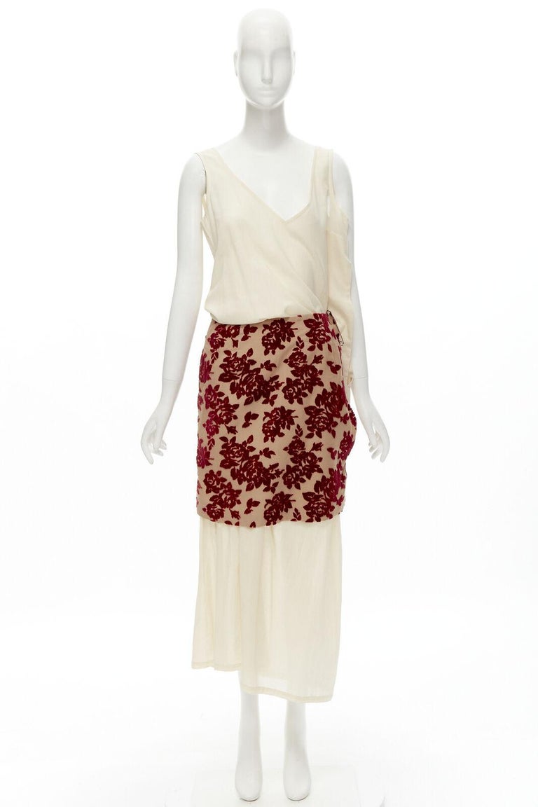 COMME DES GARCONS Vintage 1996 Runway beige red velvet devore wrap ...