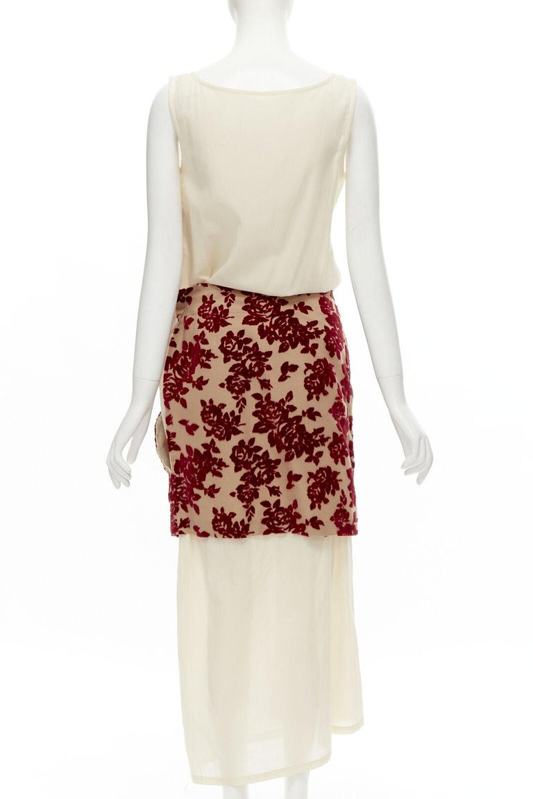 COMME DES GARCONS Vintage 1996 Runway beige red velvet devore wrap ...