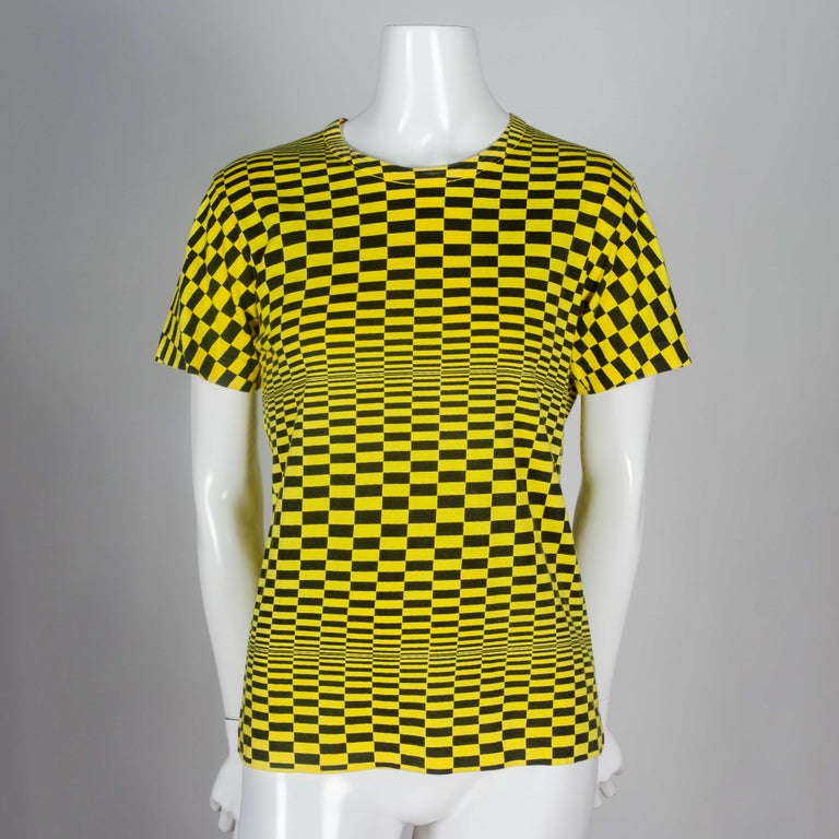 Comme des Garçons Yellow and Black Checkered T-shirt, 2000 at 1stDibs