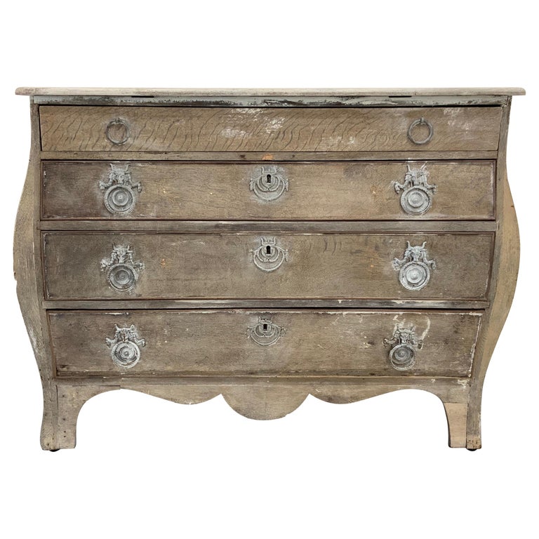 Commode Arbalete /Bomb Chest Dutch Style ,19th Century Patinated White ...