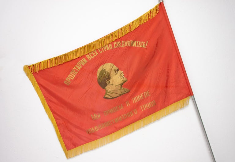 Communist Old Original Flag from 1950s with a Portrait of Vladimir ...