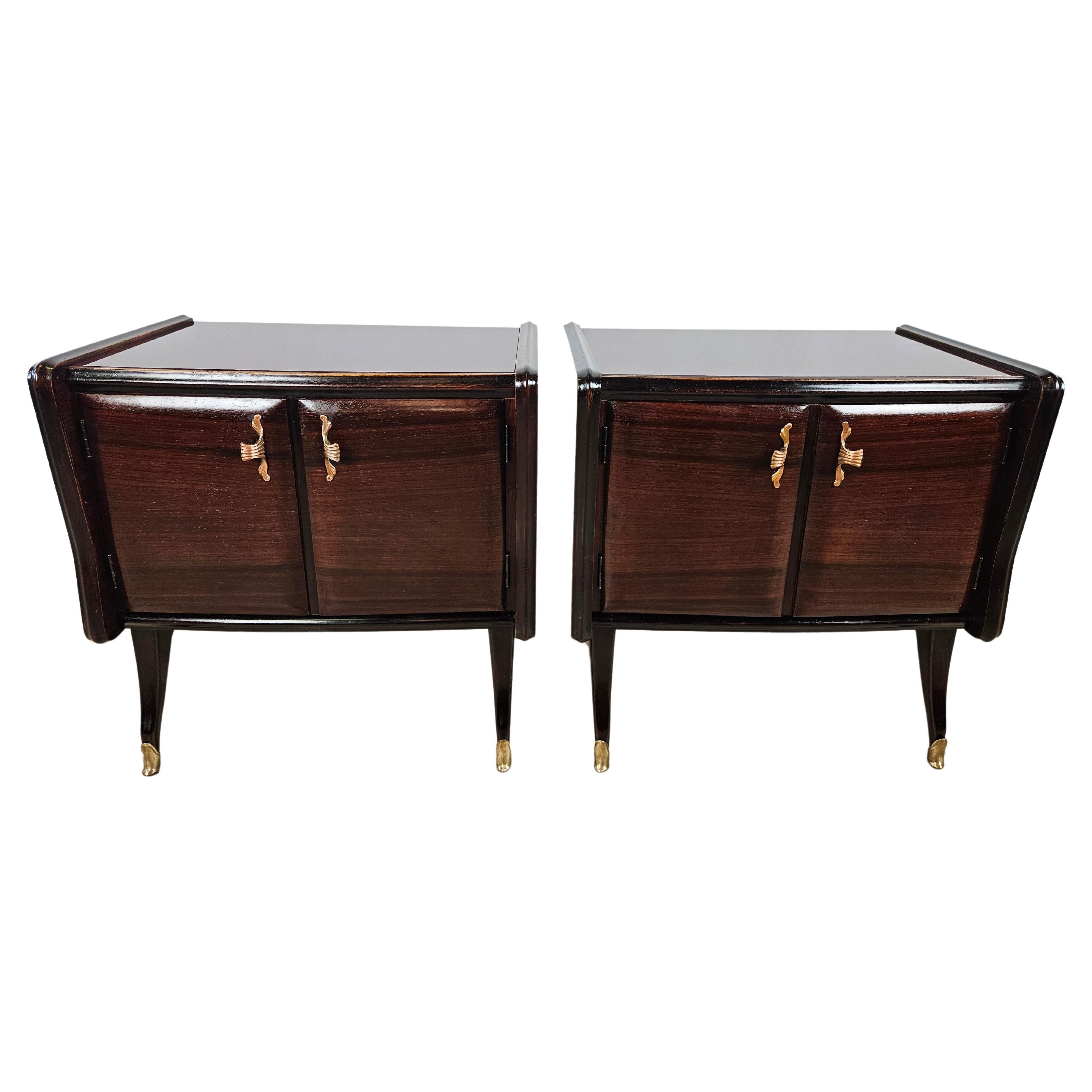 Mahogany bedside tables with burgundy glass top 1950s For Sale at 1stDibs