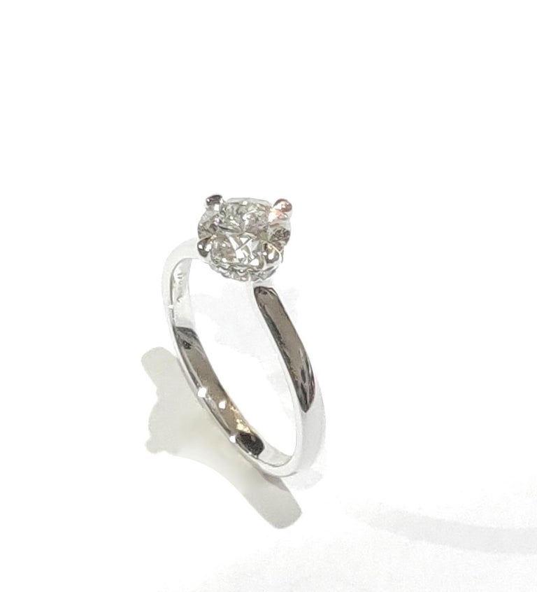 Customizable Compass Solitaire Diamond 18K White Gold Engagement Ring w ...