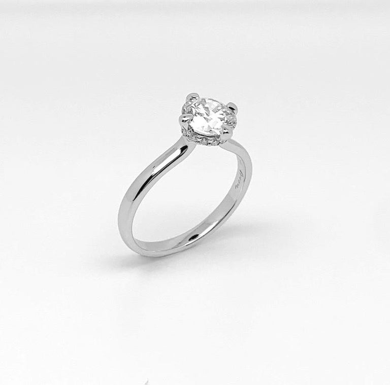 Customizable Compass Solitaire Diamond 18K White Gold Engagement Ring w ...