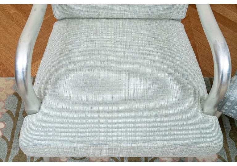 Compatible Pair of Contemporary Silver Leaf Frame Lounge Chairs For ...