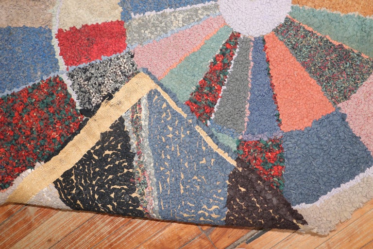 Compelling American Hooked Scatter Size Rug For Sale at 1stDibs
