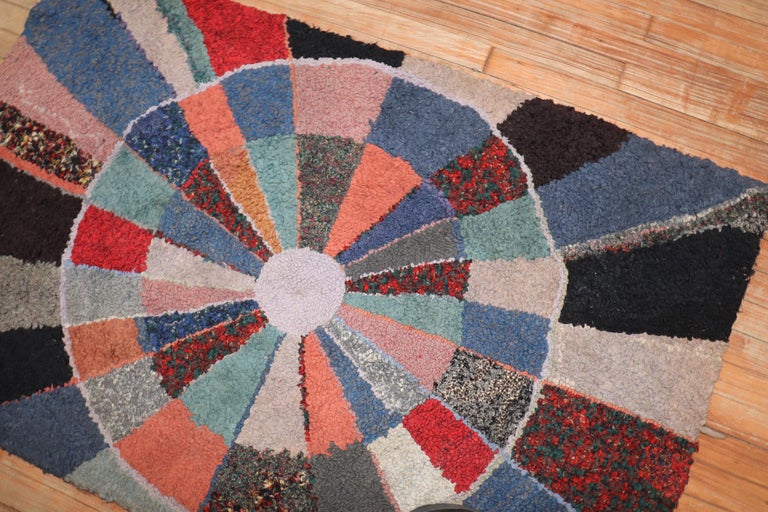 Compelling American Hooked Scatter Size Rug For Sale at 1stDibs