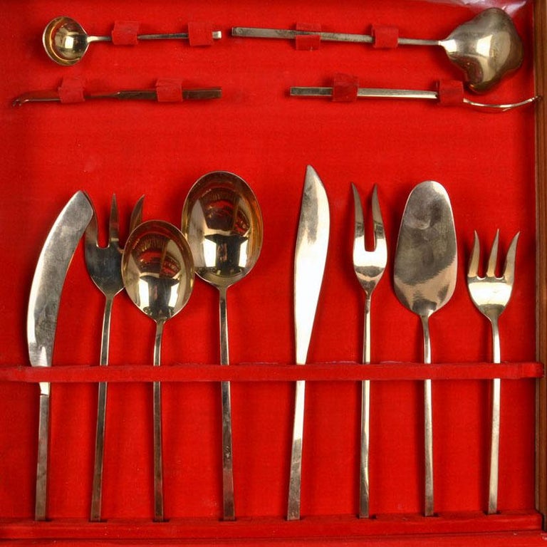 Complete Bronze Dinner Service in Box with 78 Pieces in the Manner of ...