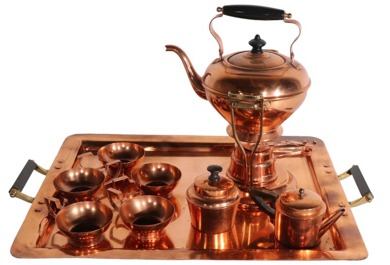 Complete Copper Tea Set by Joseph Heinrichs For Sale at 1stDibs