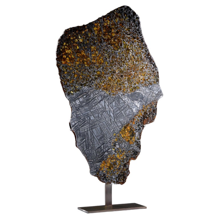 Complete Meteorite Slice, Extraterrestrial Gemstones in Metallic Matrix ...