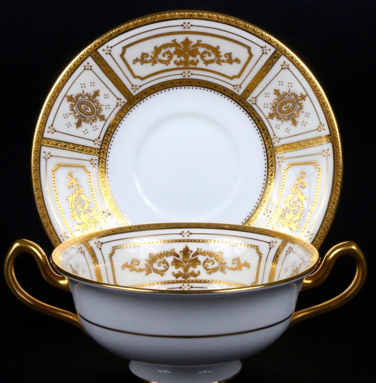 Complete Service for 12 of Minton for Tiffany Neoclassical Style Gilded ...
