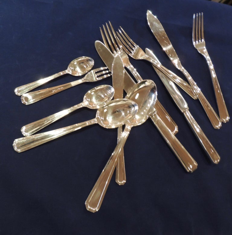 Complete Silver Set in Wooden Chest by Calderoni Fratelli For Sale at ...