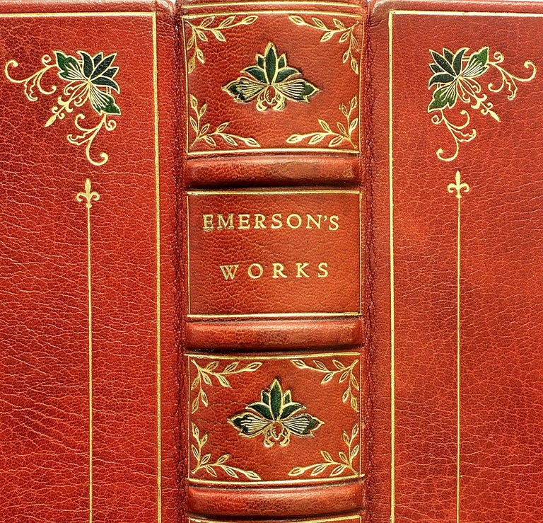 Complete Works of Ralph Waldo Emerson, 14 Vols, in a Fine Full Leather ...