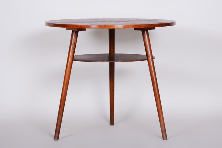 Completely Restored Small Rounded Oak Coffee Table, Czech Midcentury ...
