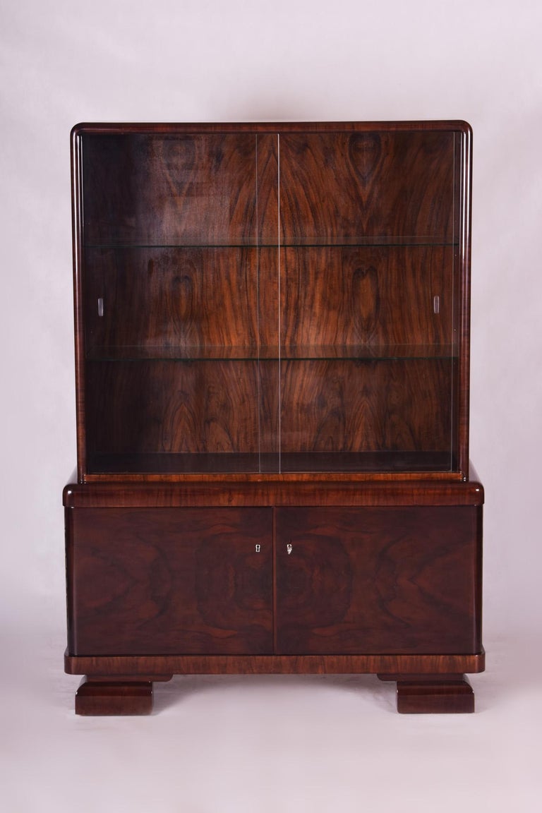 Completely Restored Walnut Art Deco Showcase from Czechia, 1930s For ...
