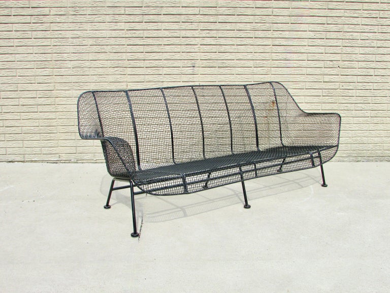 Completely Restored Woodard Full Size Wrought Iron Couch in Black ...