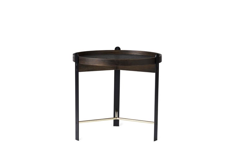 Compose Side Table Smoked Oak Brass Black by Warm Nordic For Sale at 1stDibs