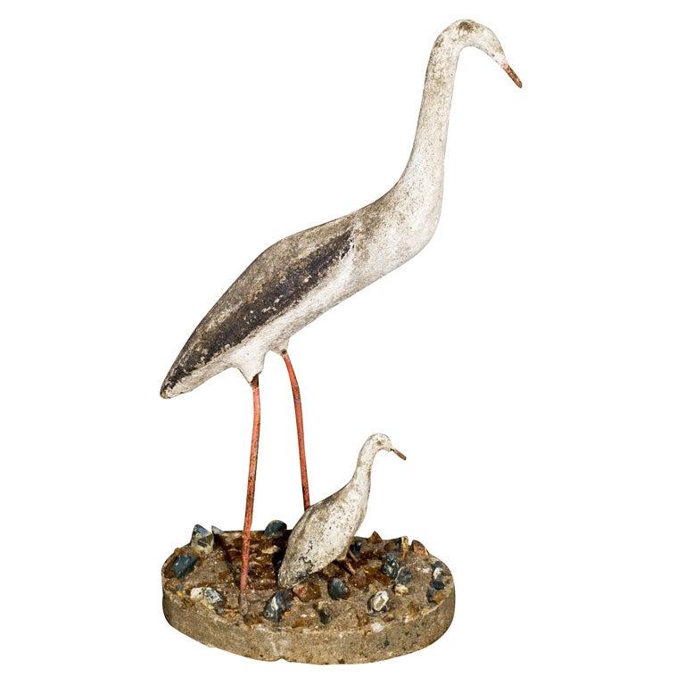 Composed Stone Crane Garden Ornament at 1stDibs