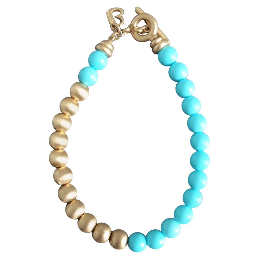 Gold Bracelet with Turquoise Beads For Sale at 1stDibs