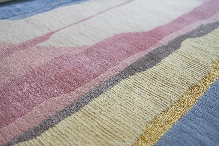 Composition I.I - Multicolor Contemporary Hand Knotted Wool Silk Rug ...
