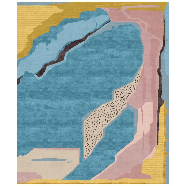 Composition I.I - Multicolor Contemporary Hand Knotted Wool Silk Rug ...