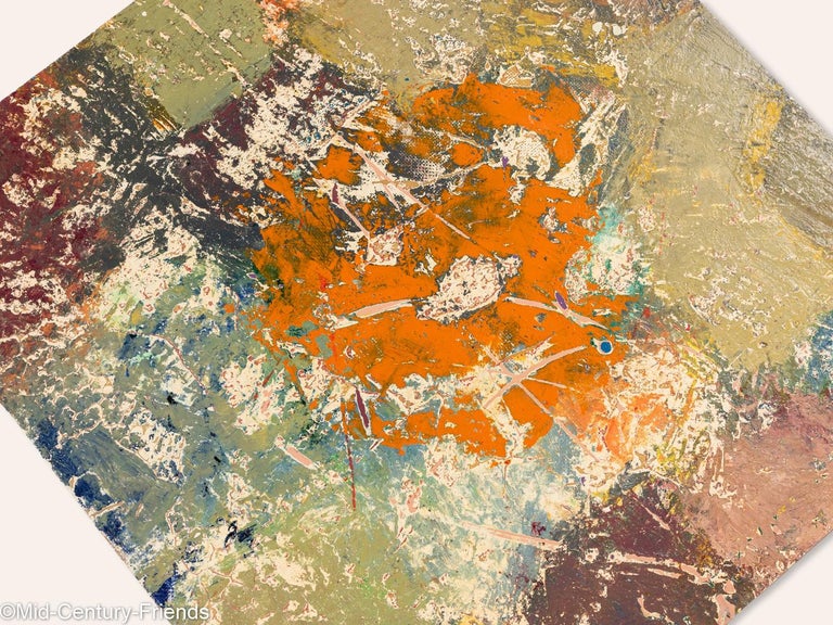Composition Oil Painting on Plate Wood Frame Ready to Hang For Sale at ...