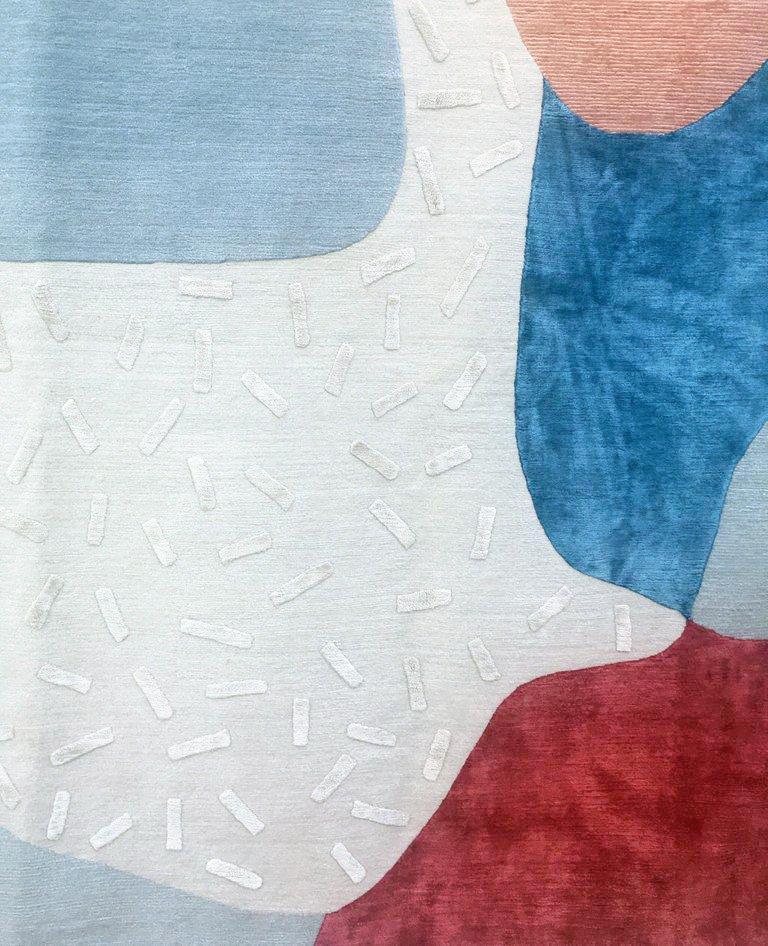 Composition X - Multi-Color Bright Hand Knotted Wool Silk Rug For Sale ...