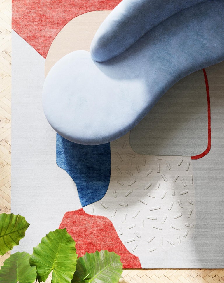 Composition X - Multi-Color Bright Hand Knotted Wool Silk Rug For Sale ...