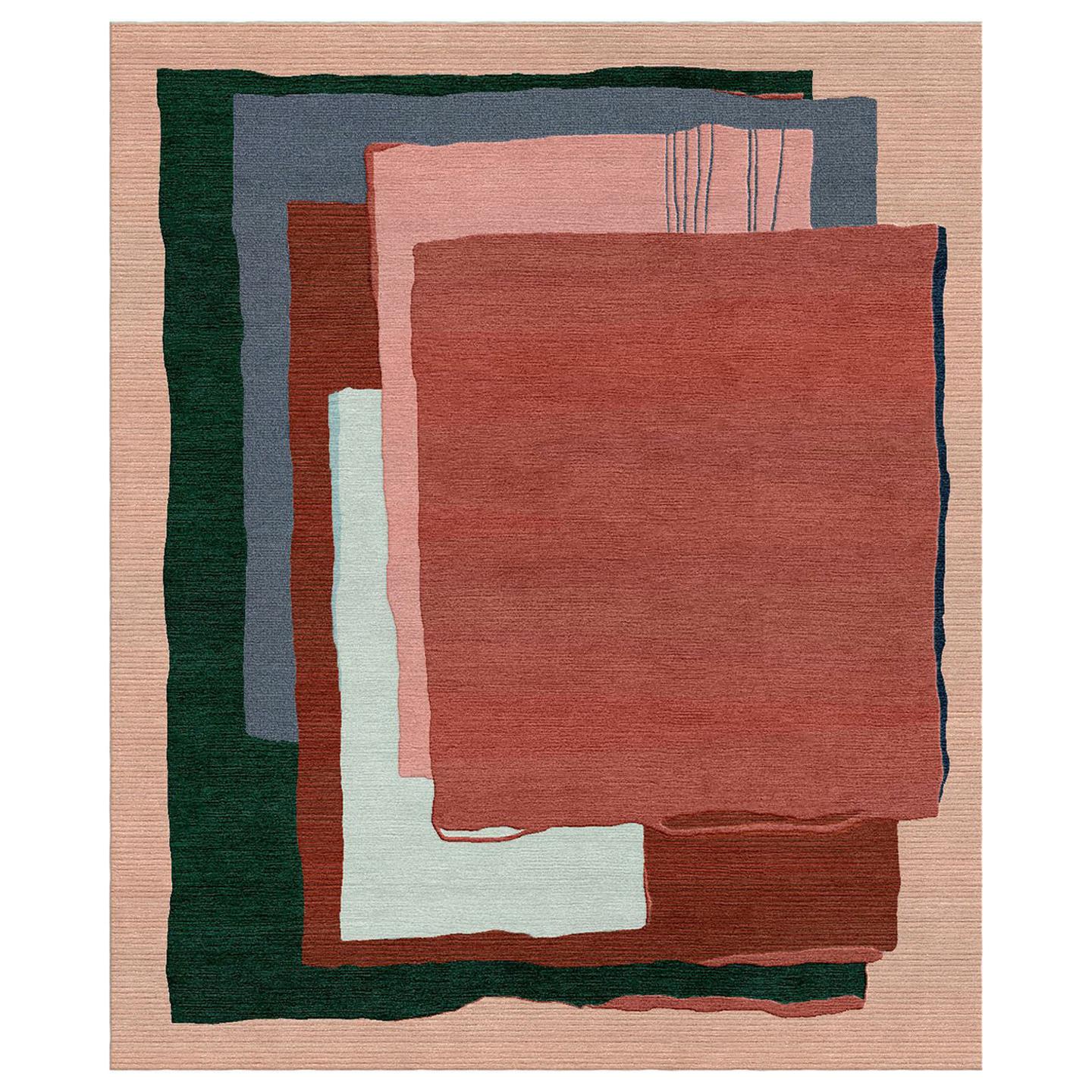 Maria - Colorful Bright Hand Knotted Wool Silk Rug For Sale at 1stDibs