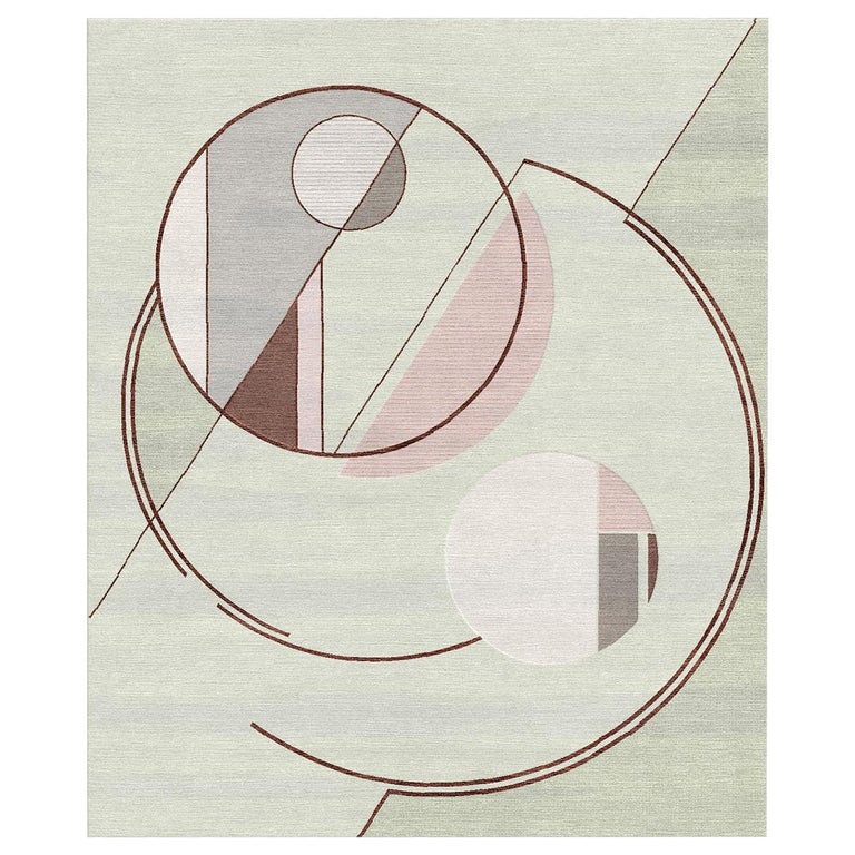 Composition XVI.I - Geometric Contemporary Hand Knotted Wool Silk Rug ...