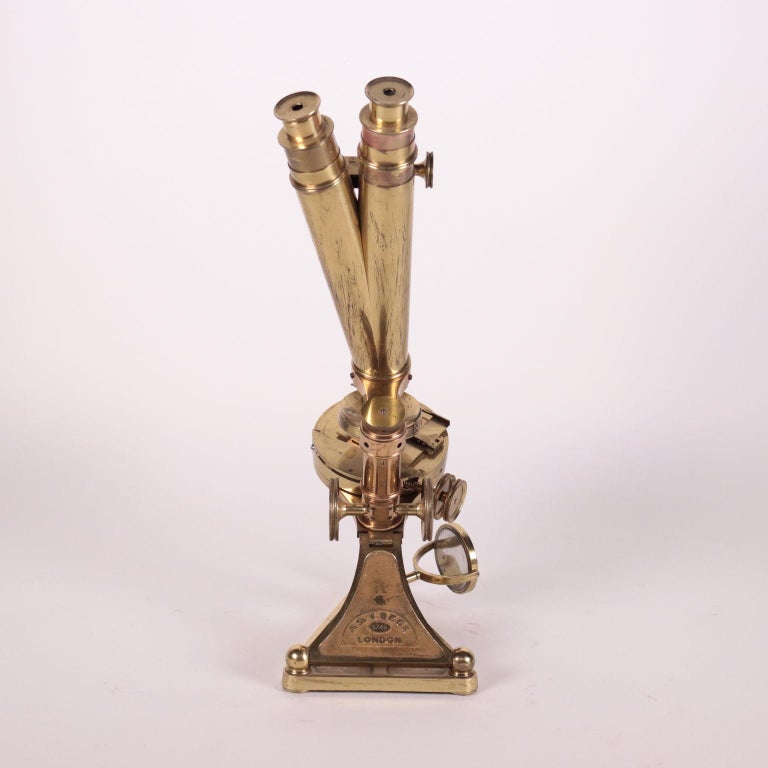 Compound Binocular Microscope R and J Beck Brass Mahogany London ...