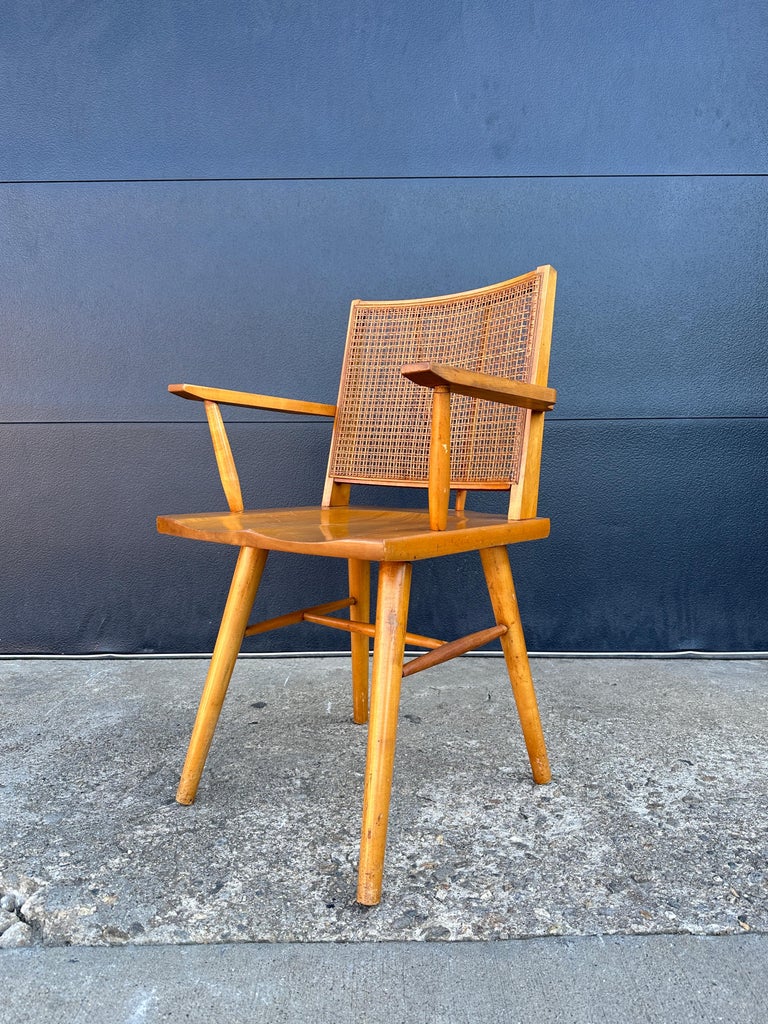 Conant Ball Midcentury Maple and Cane Back Armchair For Sale at 1stDibs