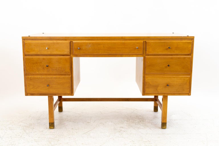 Conant Ball Style Midcentury Maple Solid Wood Double Sided Desk For ...