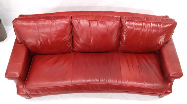Concave Front Edge Tomato Red Leather Upholstery Couch Leather Sofa ...