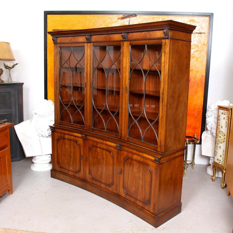 Concave Glazed Bookcase Bevan Funnel Display Cabinet Mahogany Astragal ...
