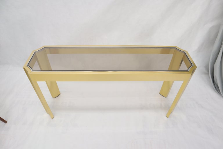 Concave Leg Brass and Glass Top Rectangular Console Sofa Table For Sale ...