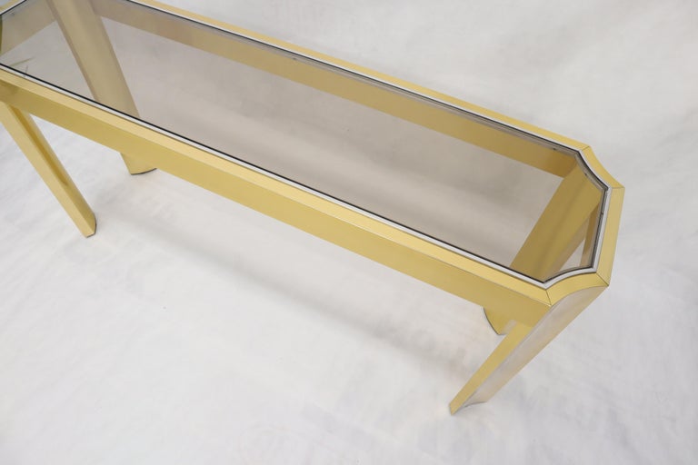Concave Leg Brass and Glass Top Rectangular Console Sofa Table For Sale ...