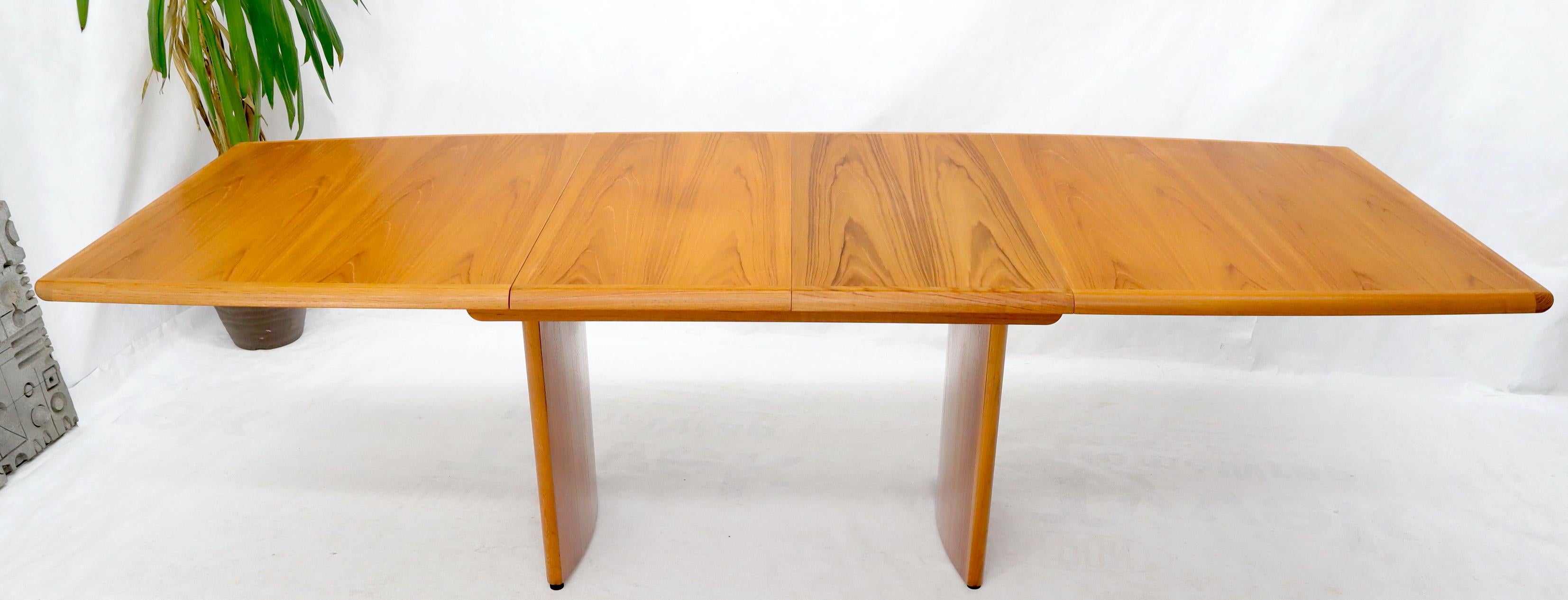 Concave Shape Base Legs Self Storing Leaves Danish Teak Dining Table ...