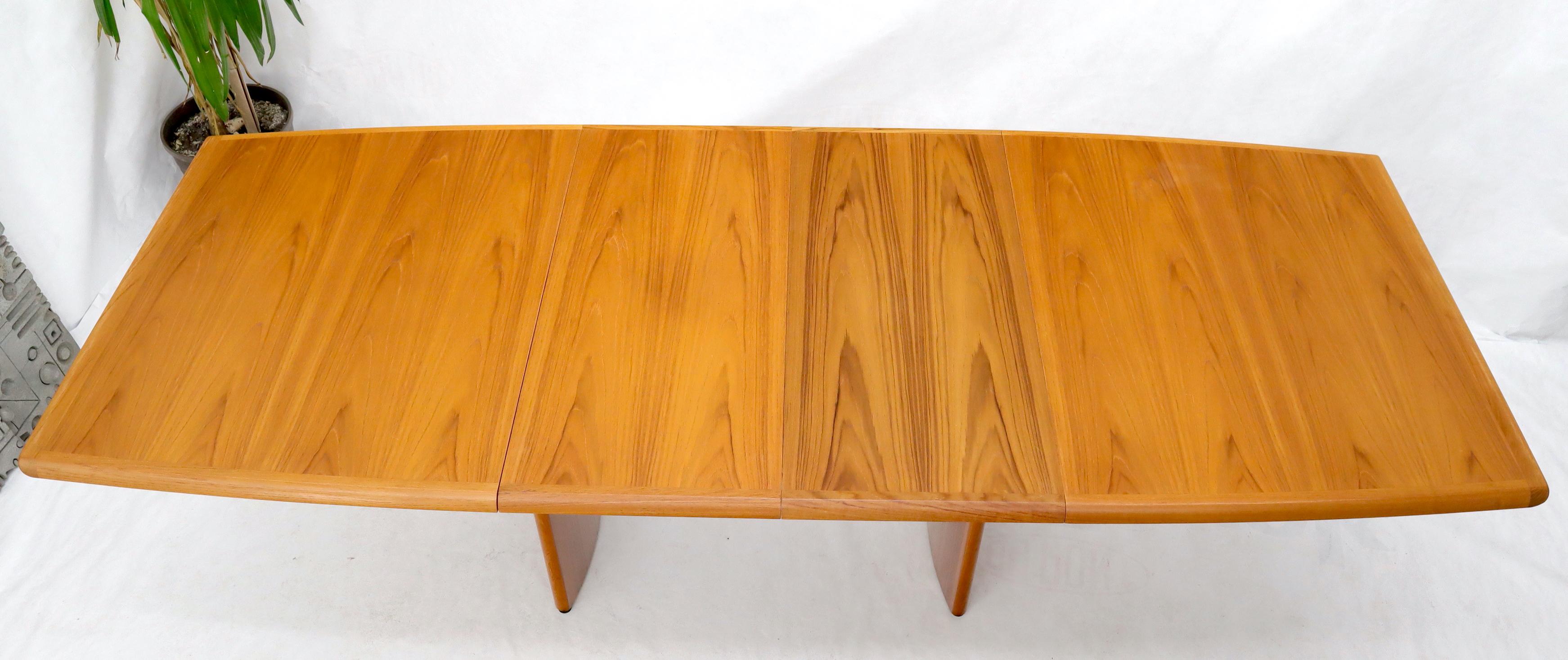 Concave Shape Base Legs Self Storing Leaves Danish Teak Dining Table ...