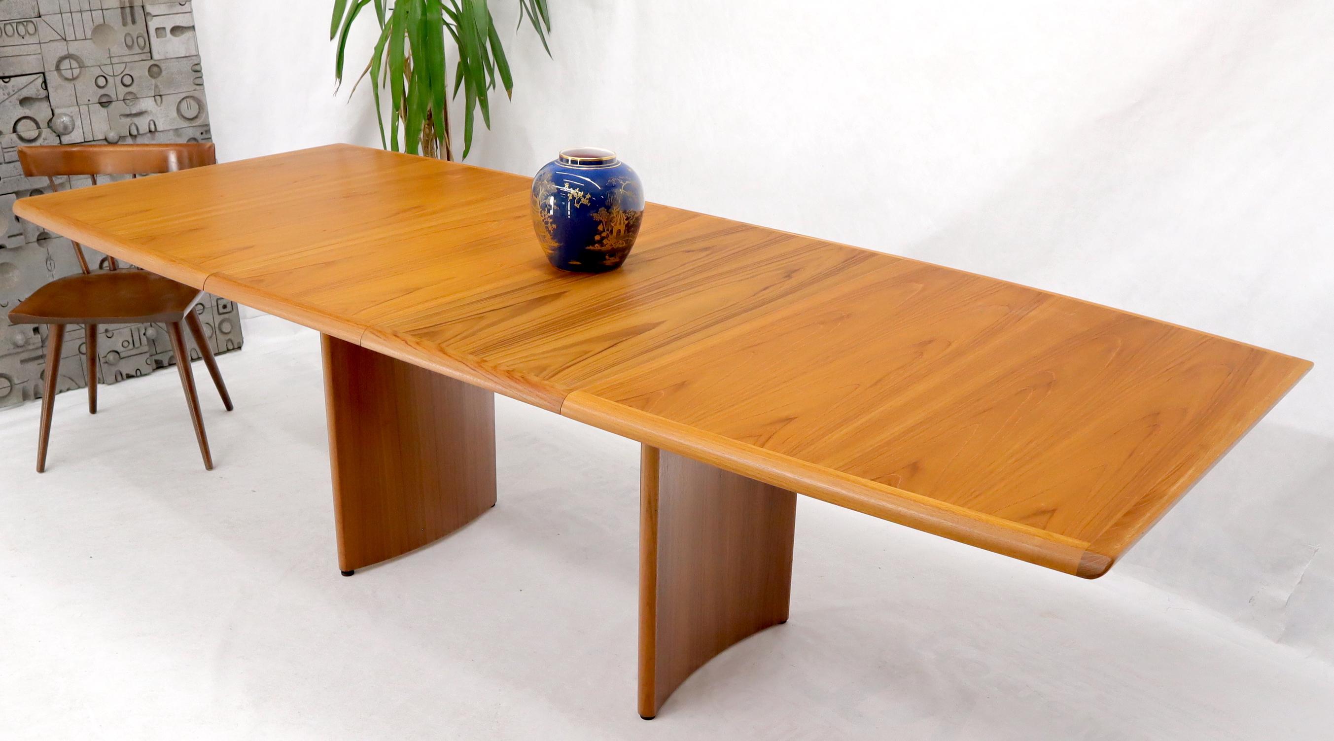 Concave Shape Base Legs Self Storing Leaves Danish Teak Dining Table ...