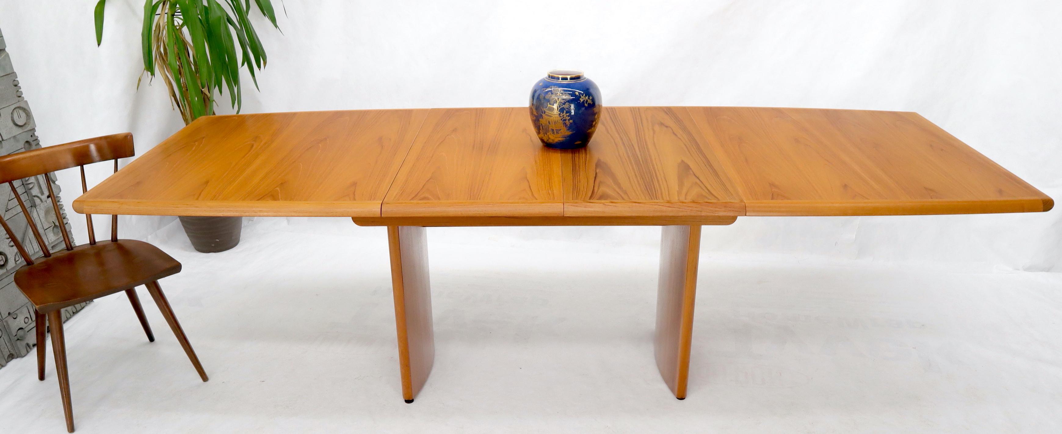 Concave Shape Base Legs Self Storing Leaves Danish Teak Dining Table ...