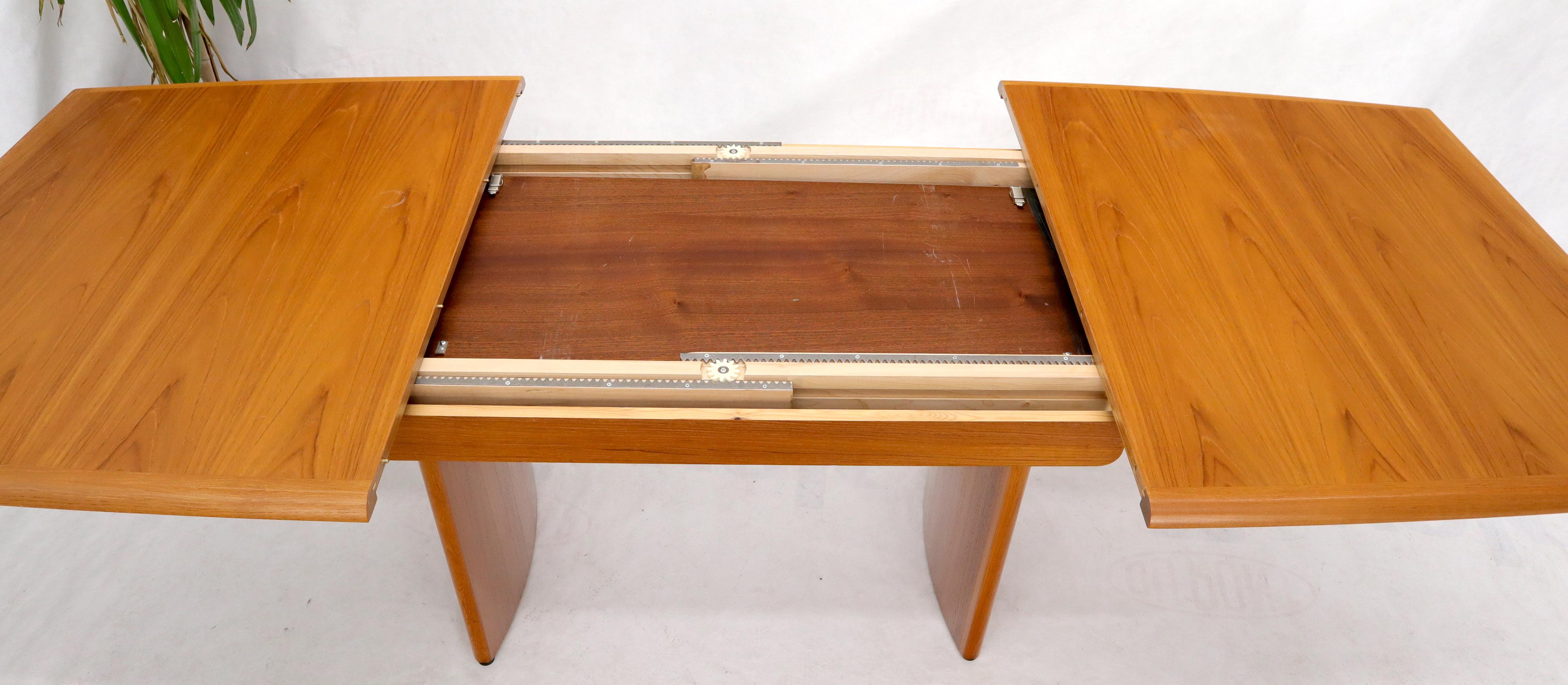 Concave Shape Base Legs Self Storing Leaves Danish Teak Dining Table ...