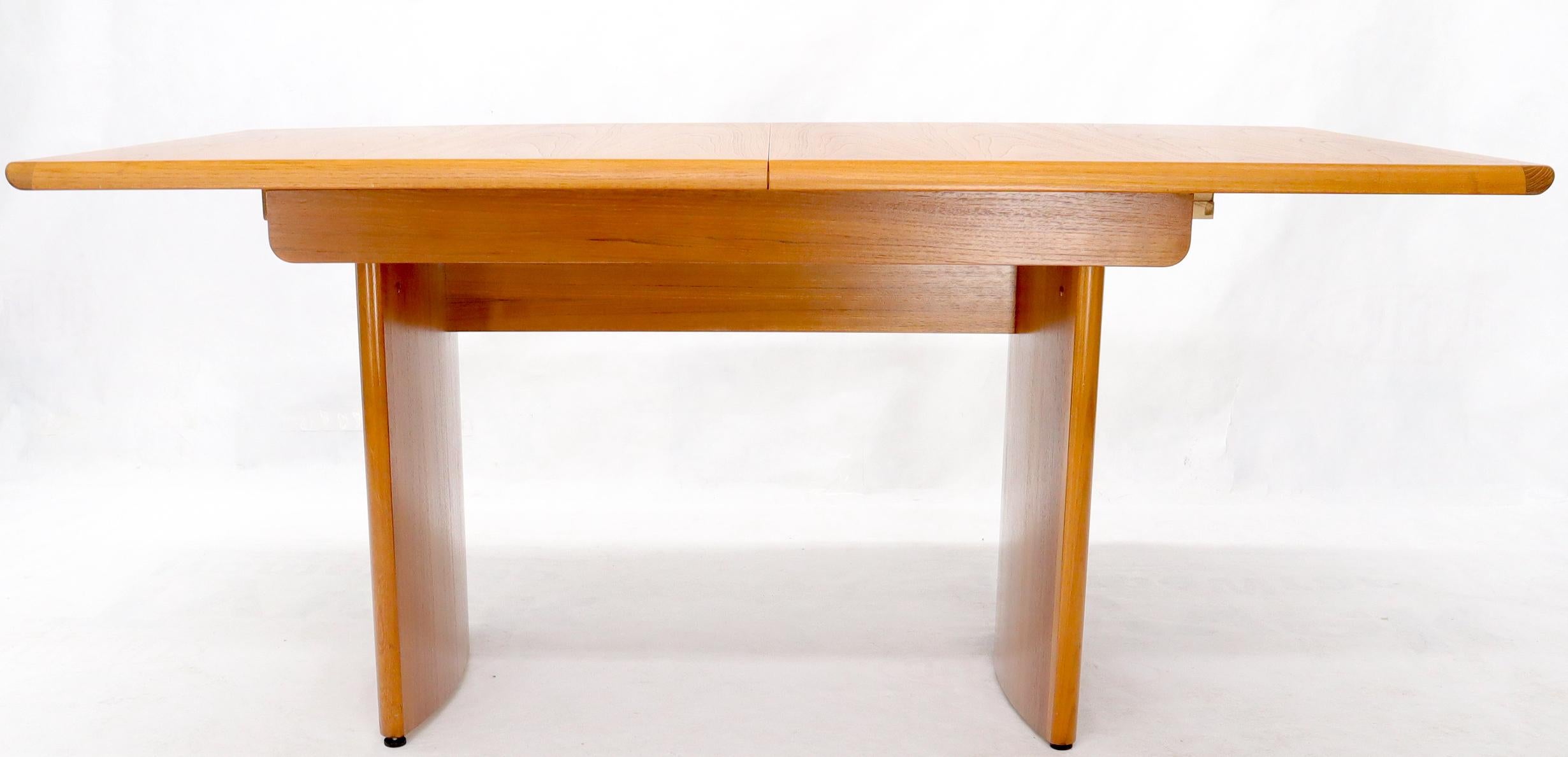 Concave Shape Base Legs Self Storing Leaves Danish Teak Dining Table ...