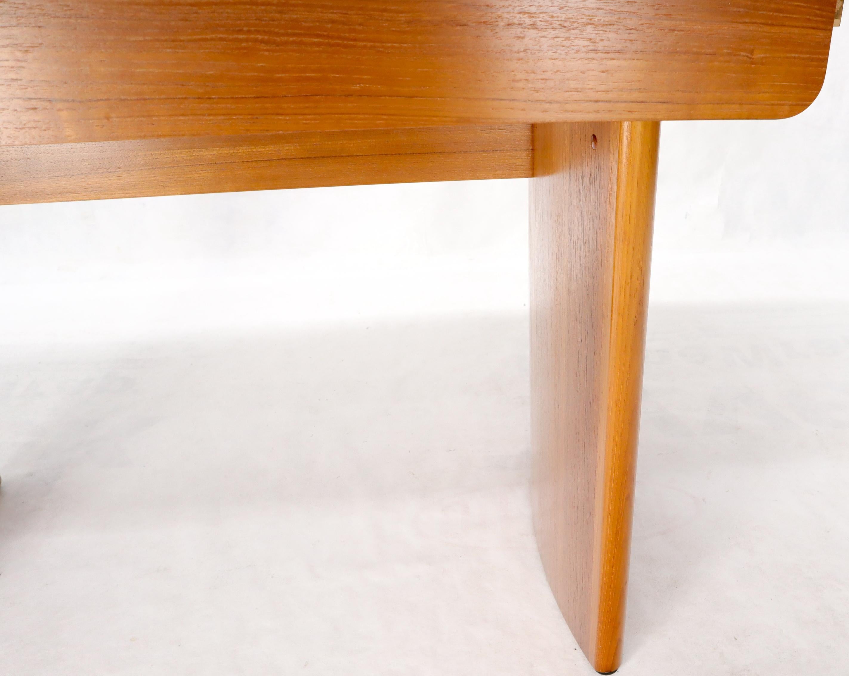 Concave Shape Base Legs Self Storing Leaves Danish Teak Dining Table ...